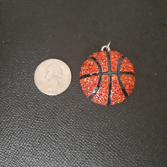 Jewelry | Vtg Rhinestone Basketball Pendant | Poshmark